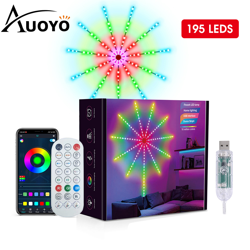 Auoyo 110/195 LED Strip Lights Dream Color Lamp Christmas Lights 5050 RGB Strip Lights Smart ...