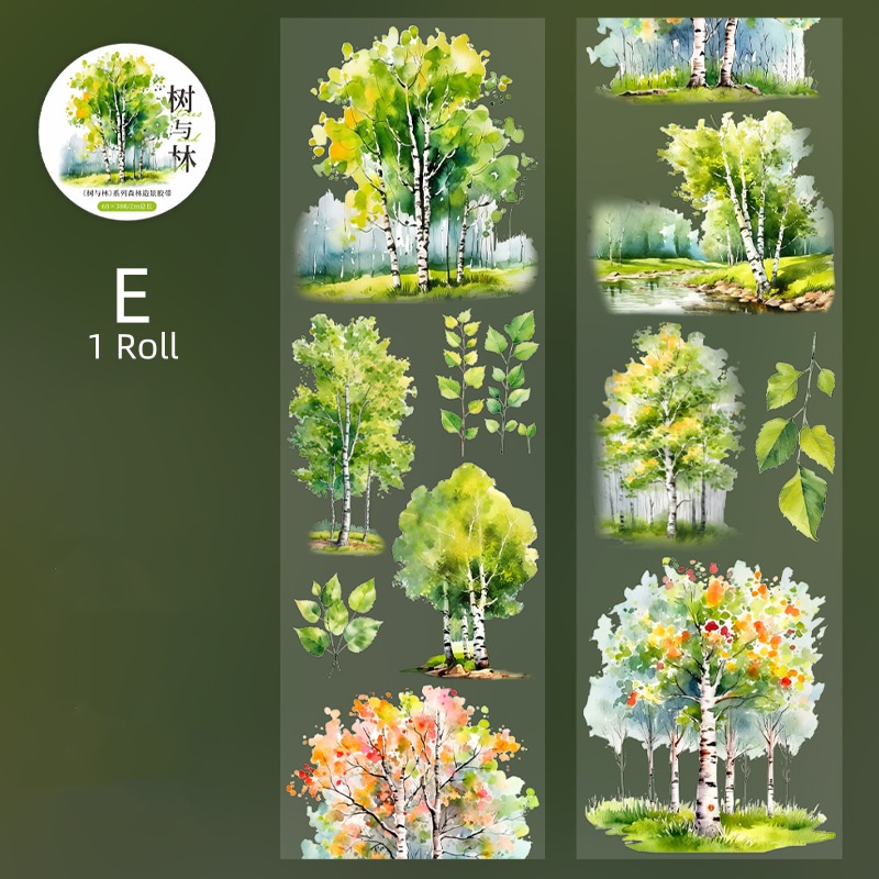 Panda Online 1 Roll Tree And Forest Series PET Masking Tapes Waterproof ...