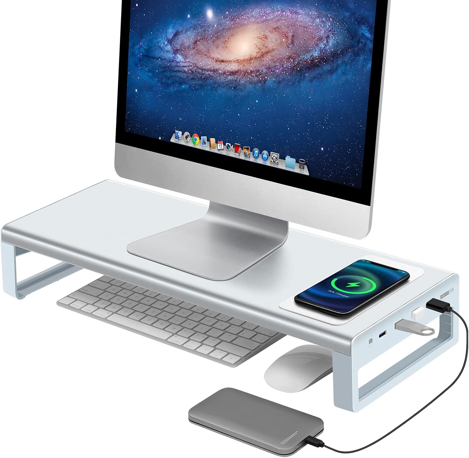 Vaydeer USB 3.0 Monitor Stand with Wireless Charging Aluminum Monitor ...