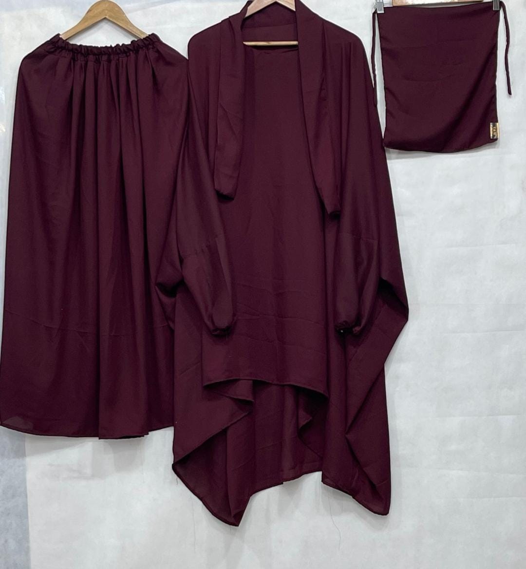 3 pieces jilbab | Naqab + Skirt +abaya | Jilbab Abaya with side pocket ...