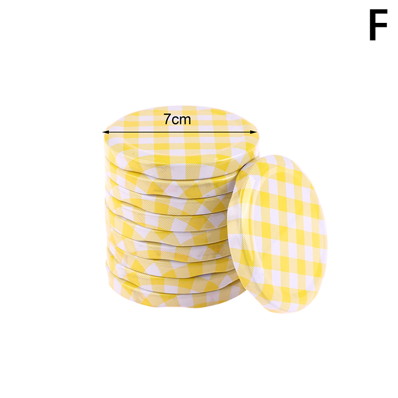 10Pcs Colorful Lattice Jam Jars Lids Wide Mouth Screw Lids Twist Off ...