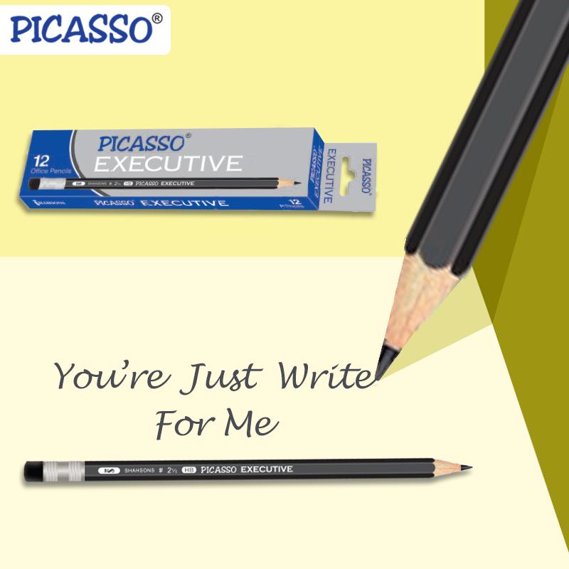 Picasso Executive Office Pencils with Rubber Tip 2.5HB Pack of 12 ...