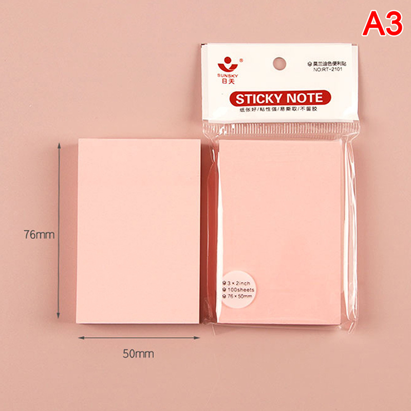 100pcs Morandi Solid Color Sticky Notes Memo Pad Index Sticker Bookmark ...