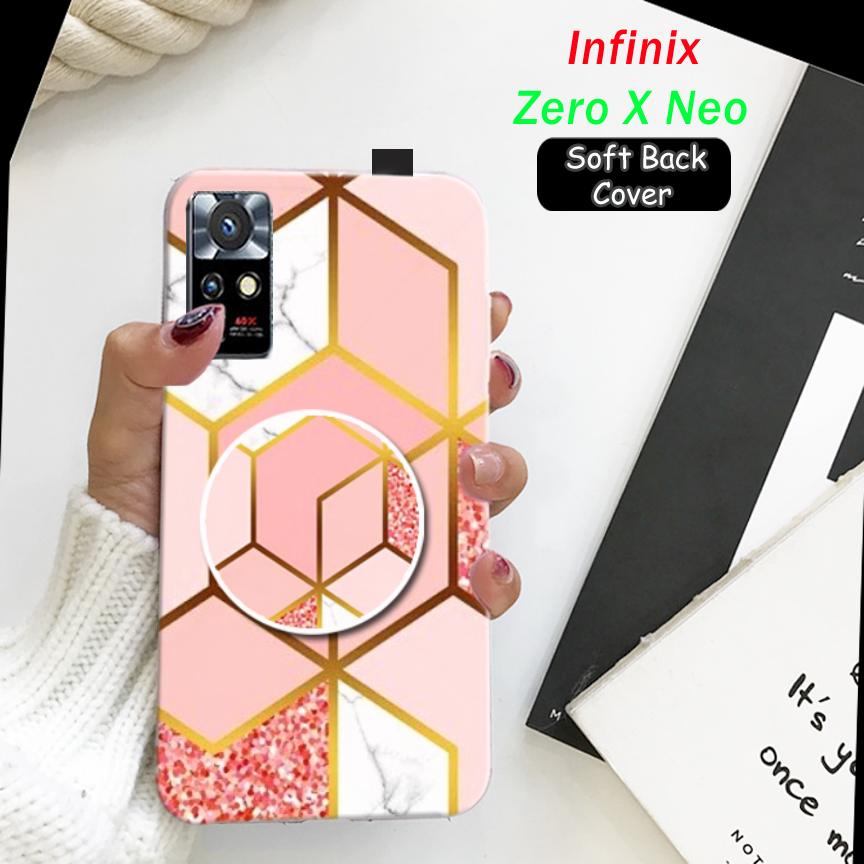 Infinix Zero X Neo Pouch Cover Marble And Pop Socket - Soft Case Cover ...