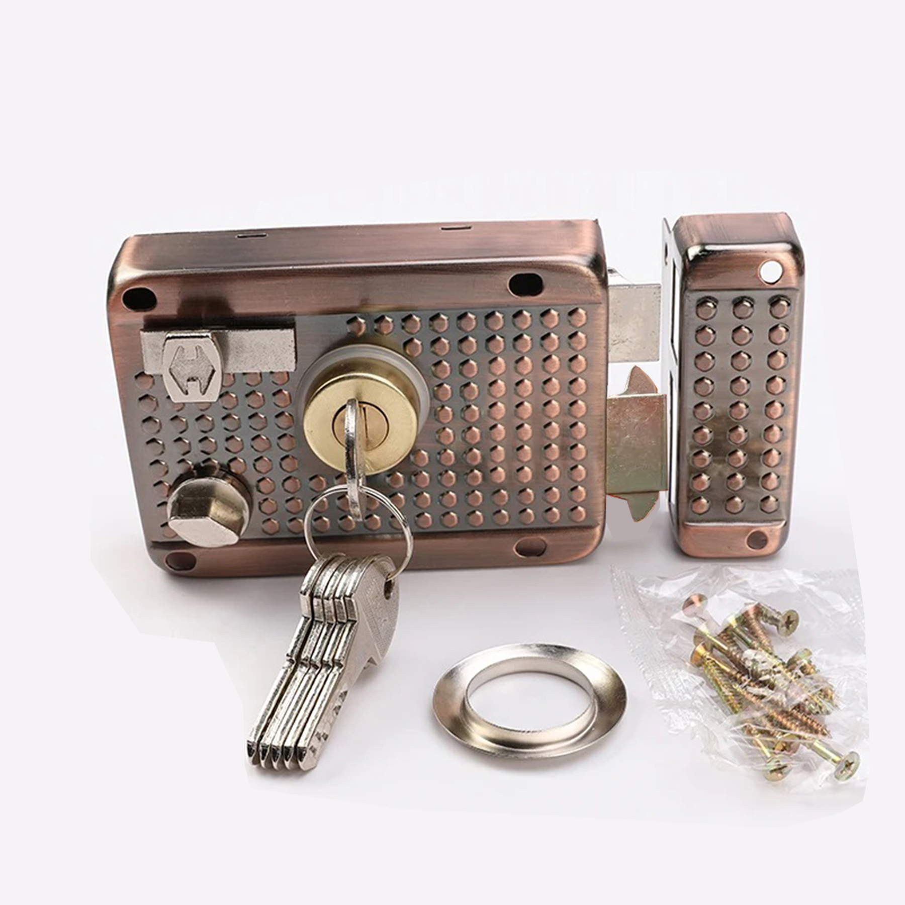 Main Gate Lock | Door Lock with 5 Keys | LT Rim Lock | Daraz.pk
