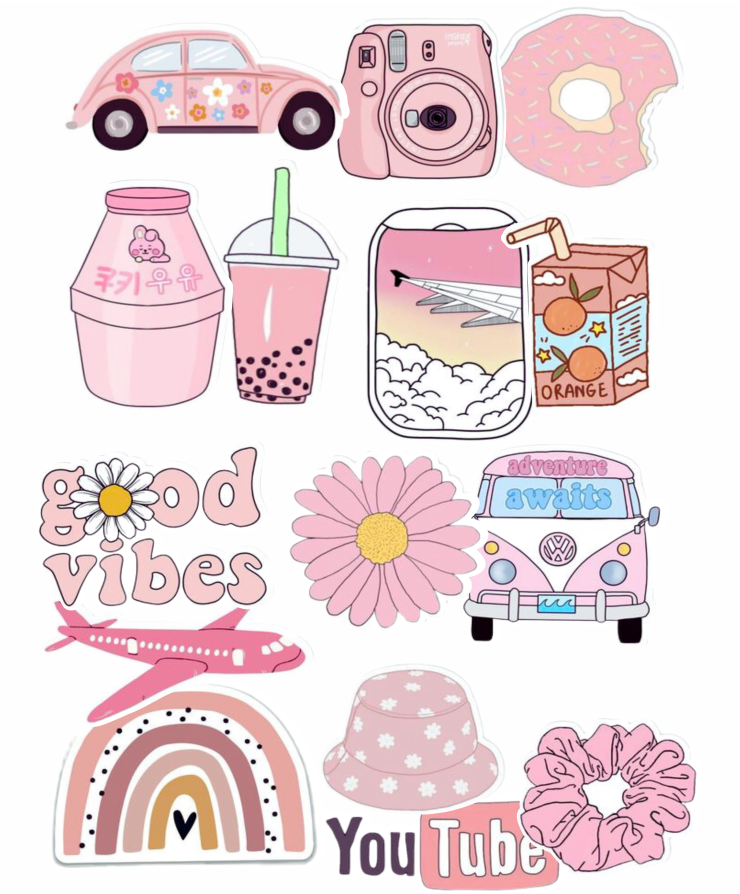 PINK VSCO GIRLS AESTHETIC Stickers For Mobile Back, Laptop, Dairy, Wall ...