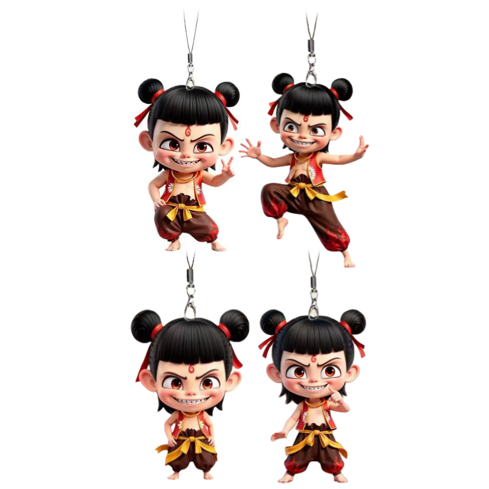 Creative Cartoon Anime Ne Zha 2 Keychain Cute Funny Ne Zha Pendant ...