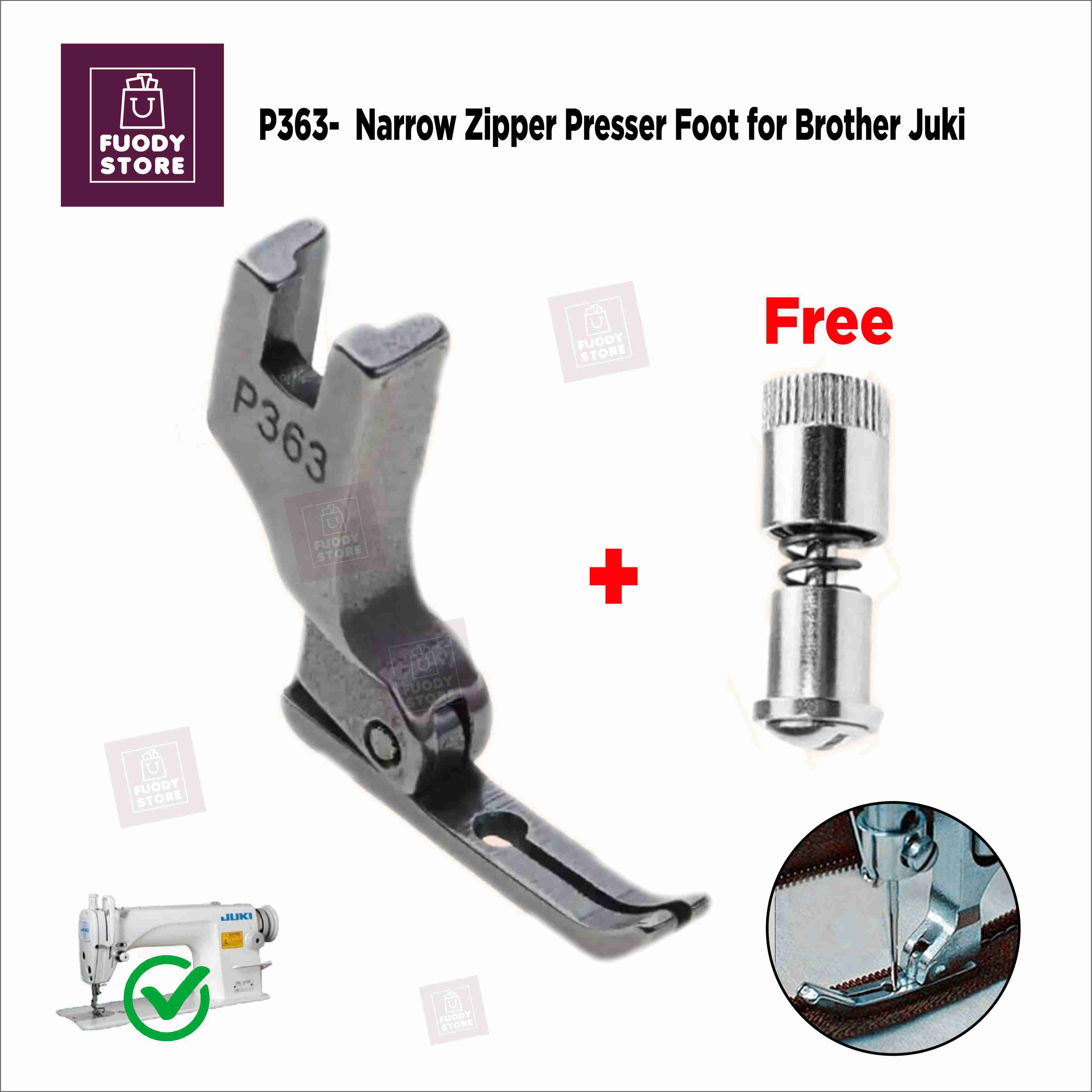 P363 Zipper Presser Narrow Foot Industrial Steel Zipper Foot for ...