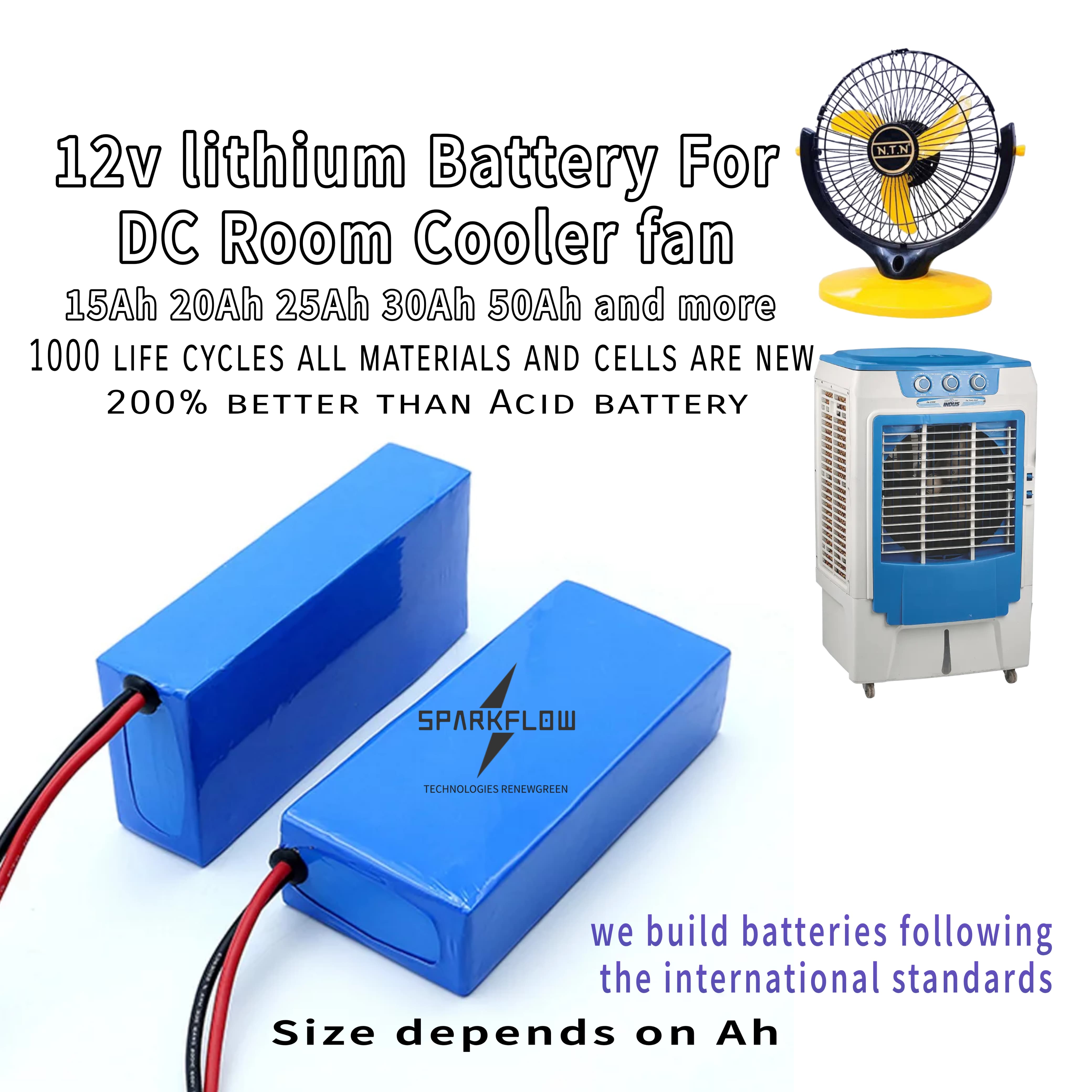 Battery for DC fan room cooler 12v lithium ion battery battery 11.1v ...