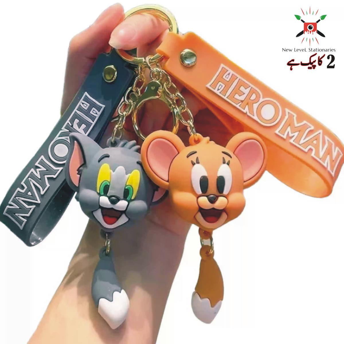 PACK OF 2 TOM AND JERRY SOFT SILCONE MADE KEYCHAIN FOR BOYS AND GIRLS ...