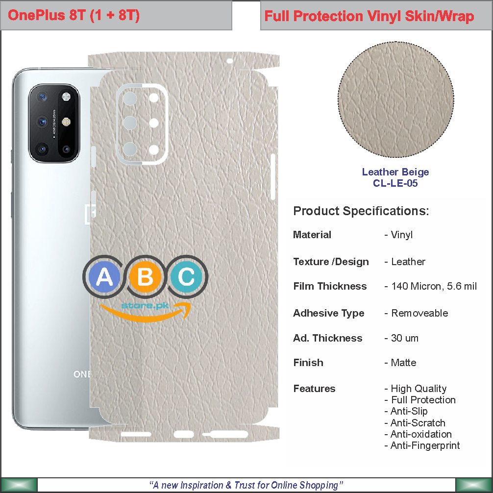 OnePlus 8T, Full Back Protection Sheet with Four Sides Vinyl Skin/Wrap ...