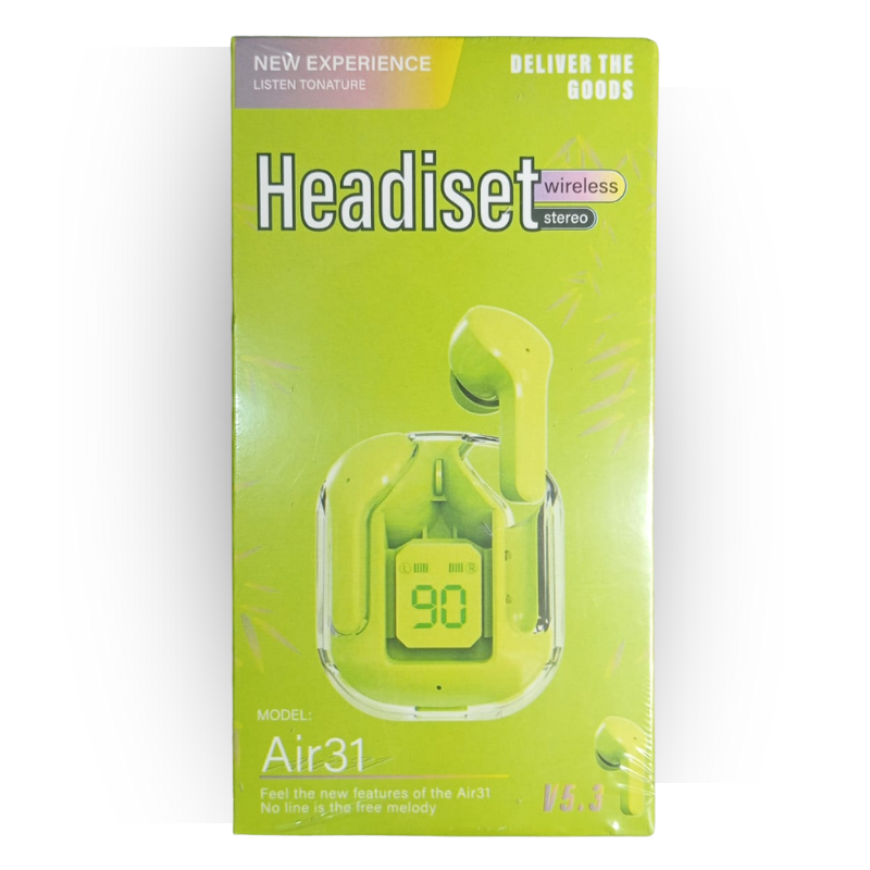 Earbuds Wireless AIR 31, Hi-Fi Sound, LED Display, Crystal Transparent ...