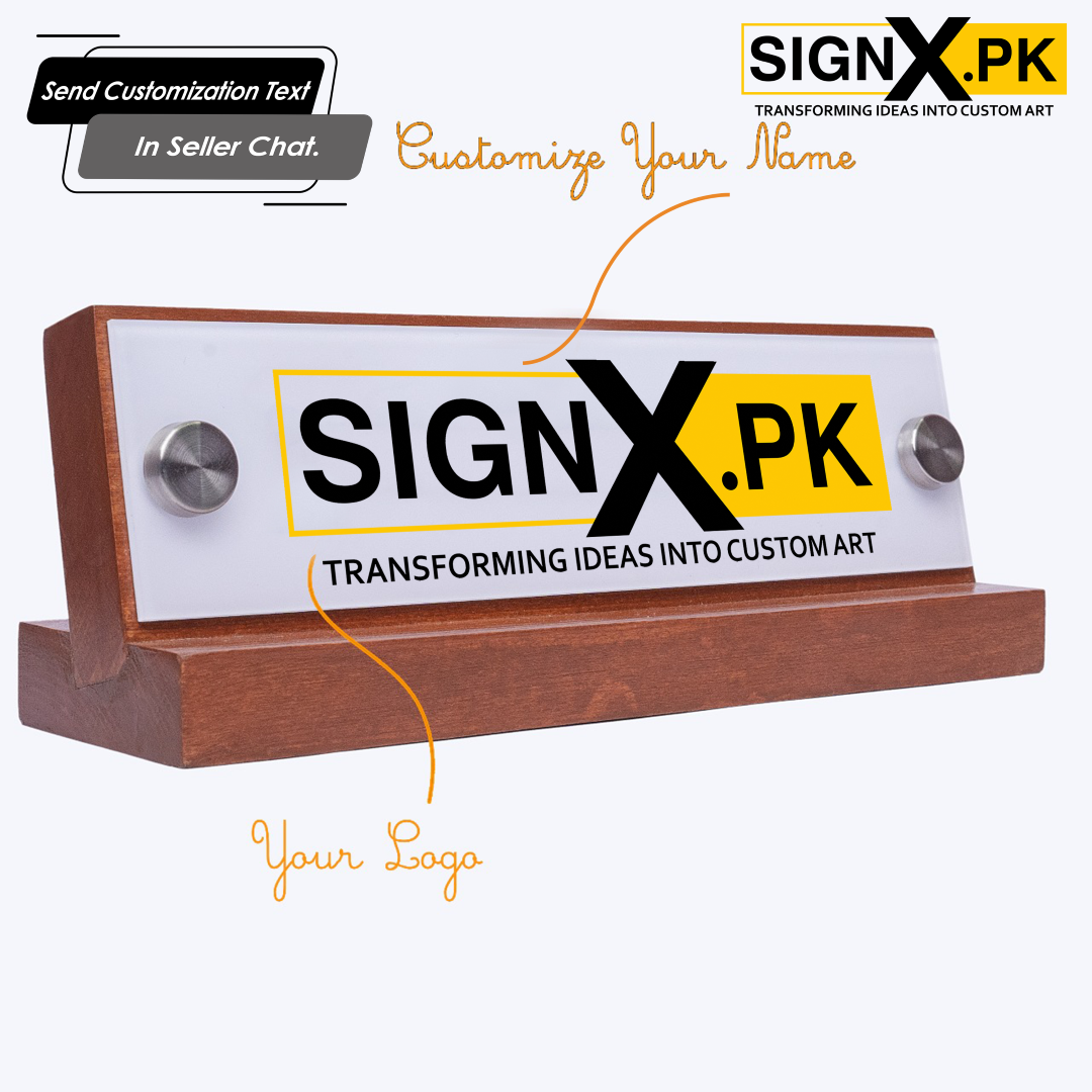 Table & Desk Name Plate with Card and Pen Holder, Officer Name Plate ...