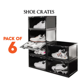SNEAKYEAR - Pack of 6 STACK'EM Stackable Sneaker Crates Plastic Storage ...