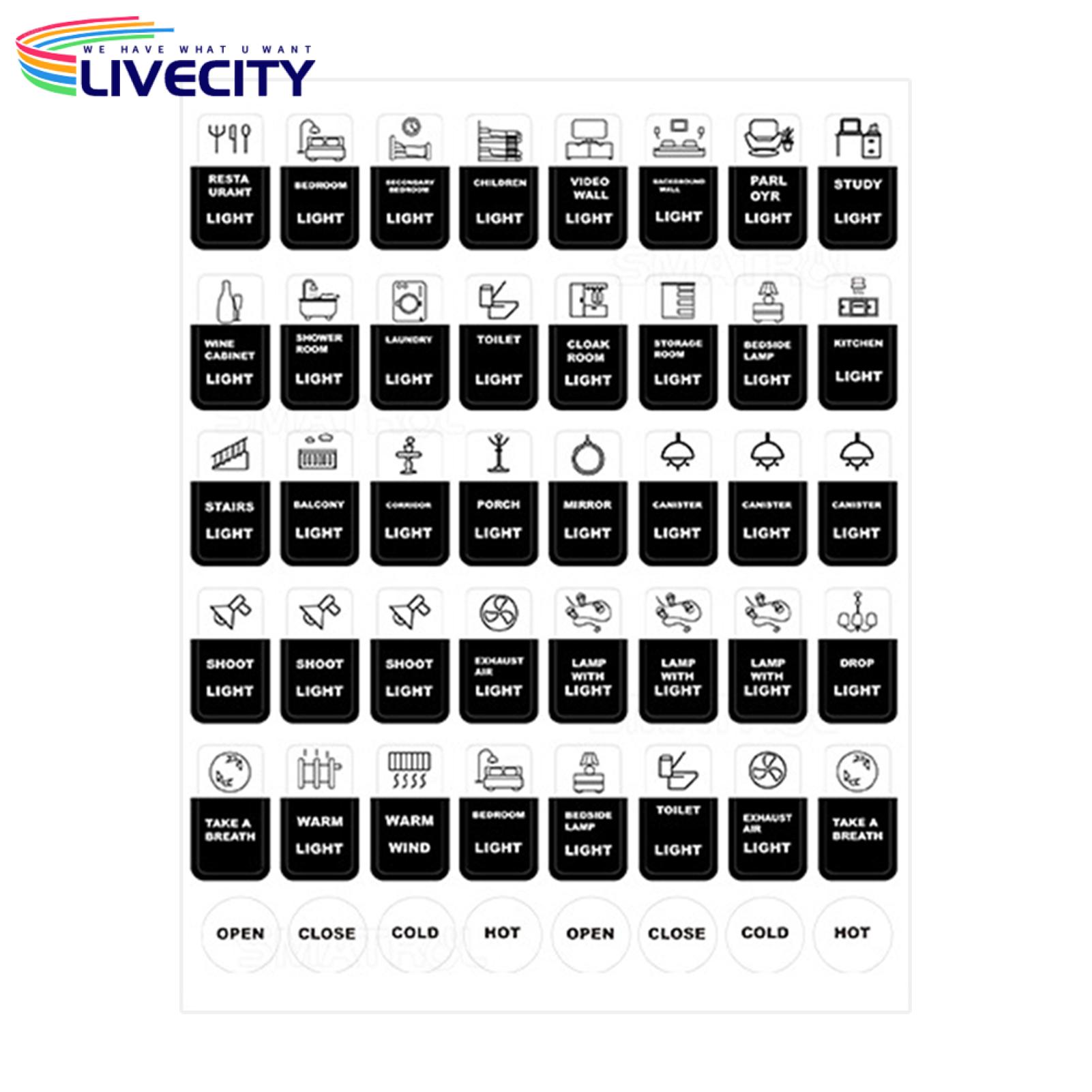 Push Button Icon Labels English Print Complete Labels Touch Switch Lcon ...