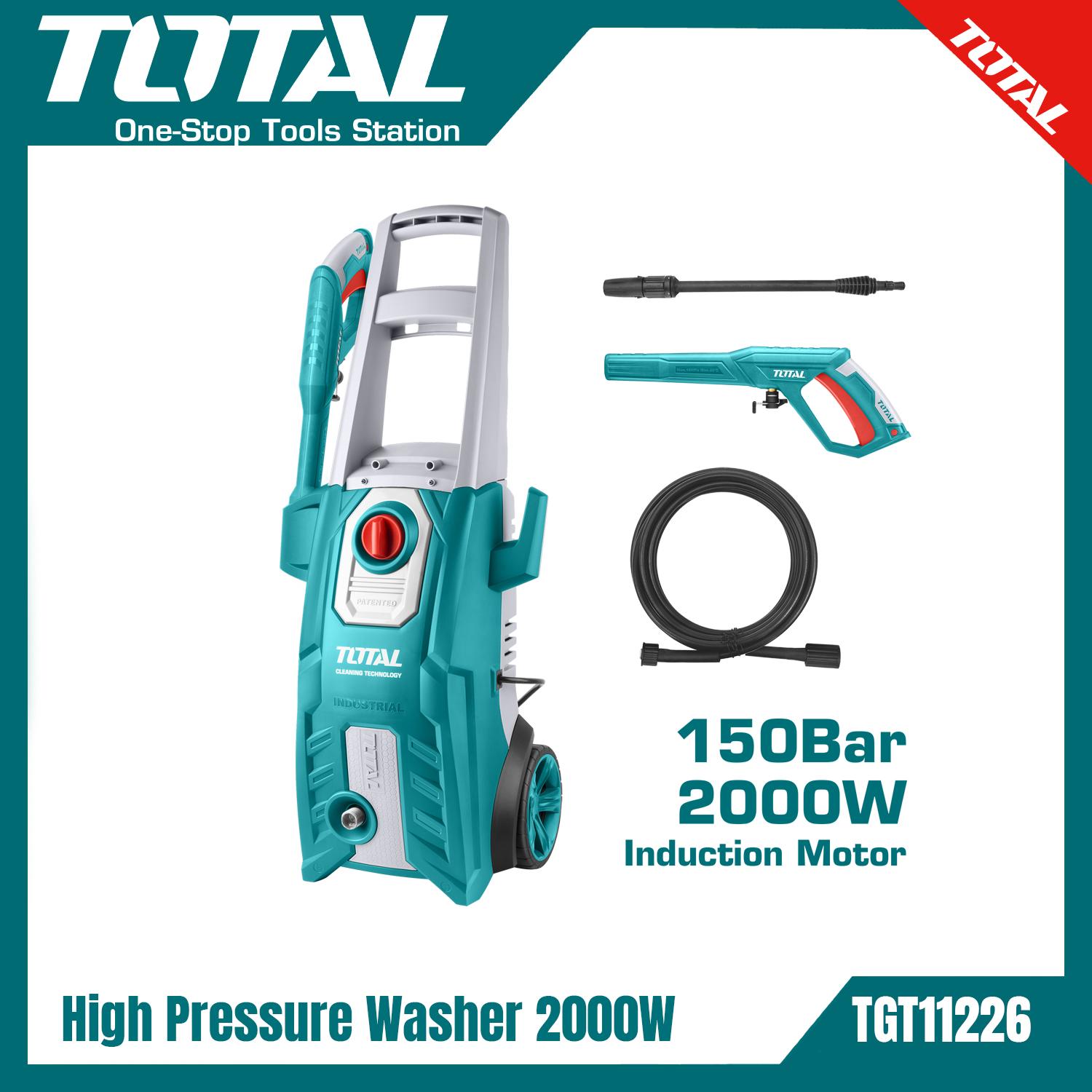TOTAL 2000W Auto Stop Corded High Pressure Washer for Car Washing ...