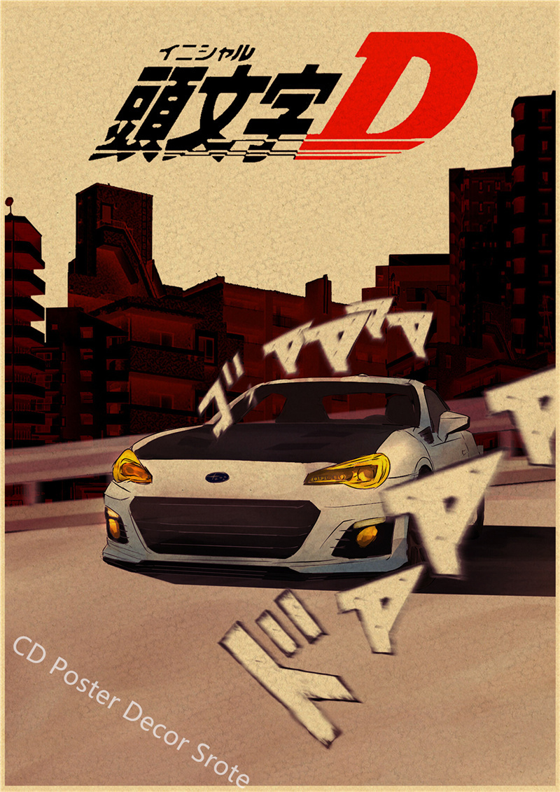 【HOT】 Initial D Anime Poster Japan Manga Kraft Paper Posters DIY ...