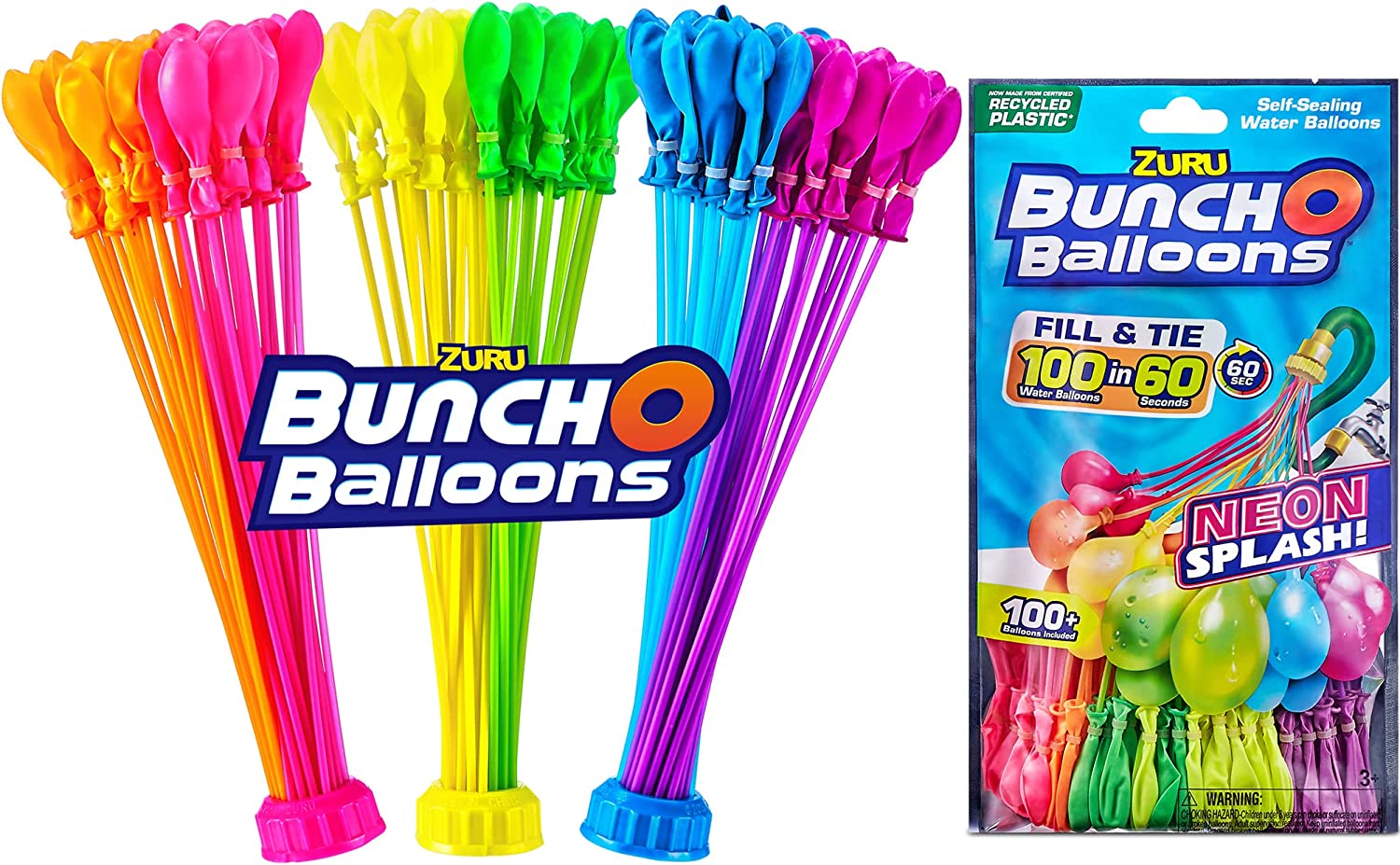 Bunch O Balloons Rapid-Filling Self-Sealing Neon Colored Water Balloons ...