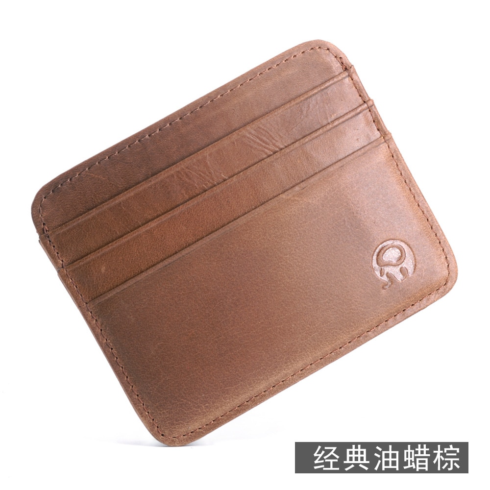 Retro First Layer Genuine Leather Card Bag with 7 Card Slot Super Thin ...