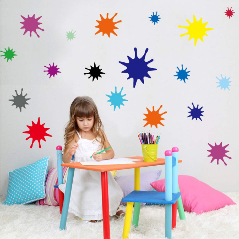 Kids Wall Decals Primary Color Paint Splash Room Decor Colorful ( 38 ...