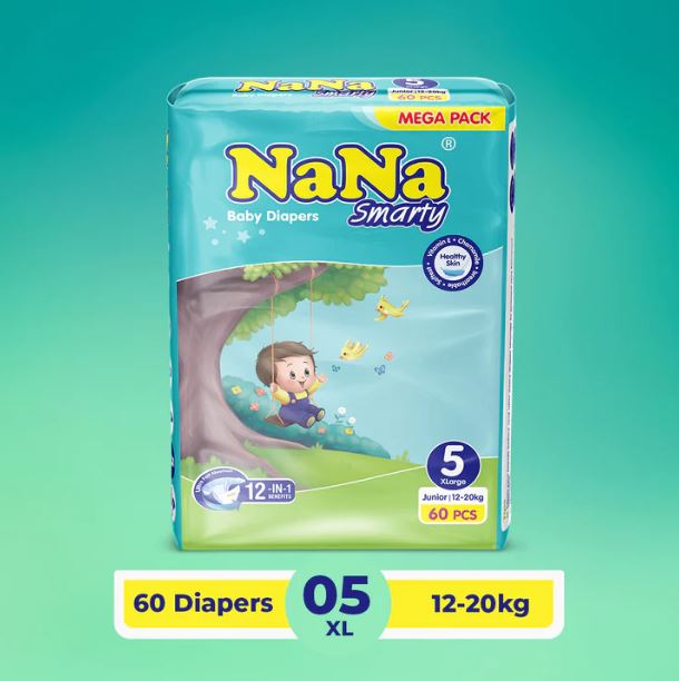 Nana Smarty Diapers – XL-5 (Extra Large) Mega Pack 60 Pcs | Daraz.pk