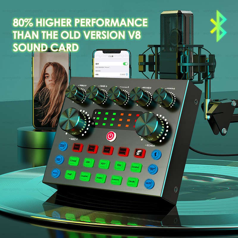 V8s Sound Card with 2 mics input for Live Streaming & Karaoke | Daraz.pk