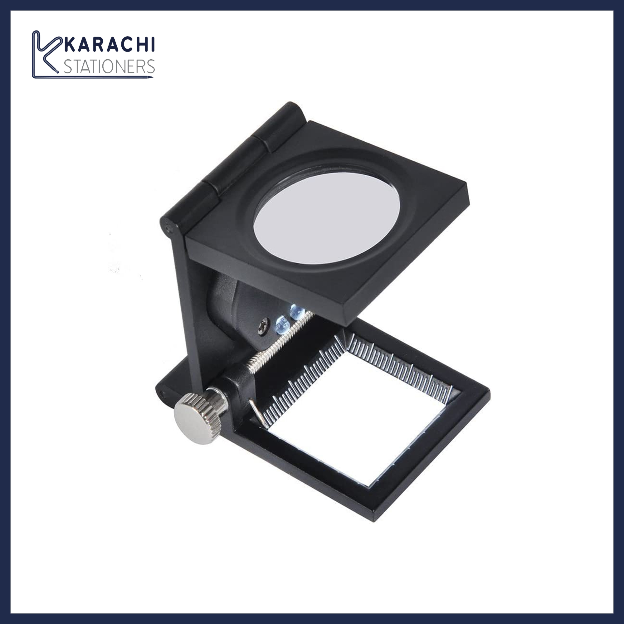 Metal Body : 10X Foldable 2 LED Light Linen Tester Magnifier Magnifying ...