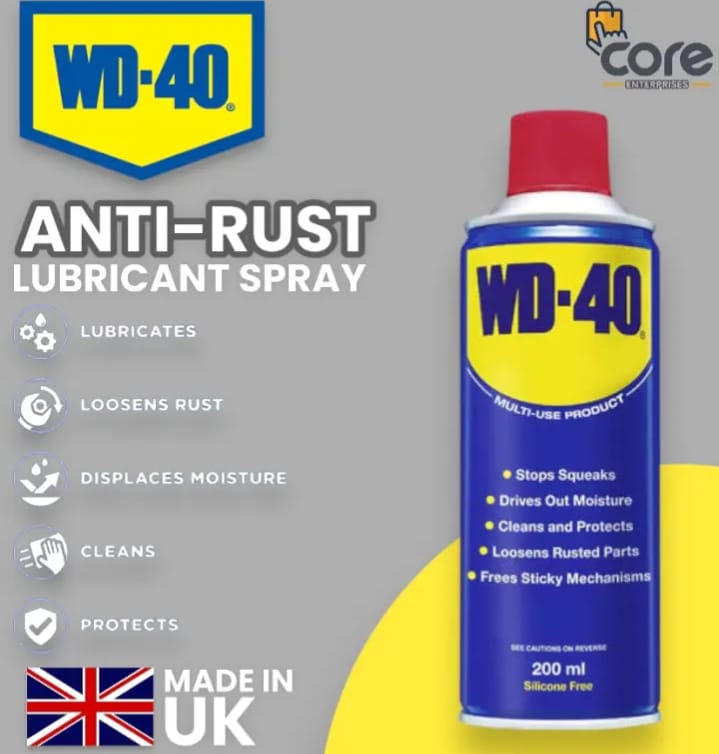 "WD40" Rust Removing Spray - UK Made, 200ml. Rust Remover & Lubricant Spray Anti-Rust ...