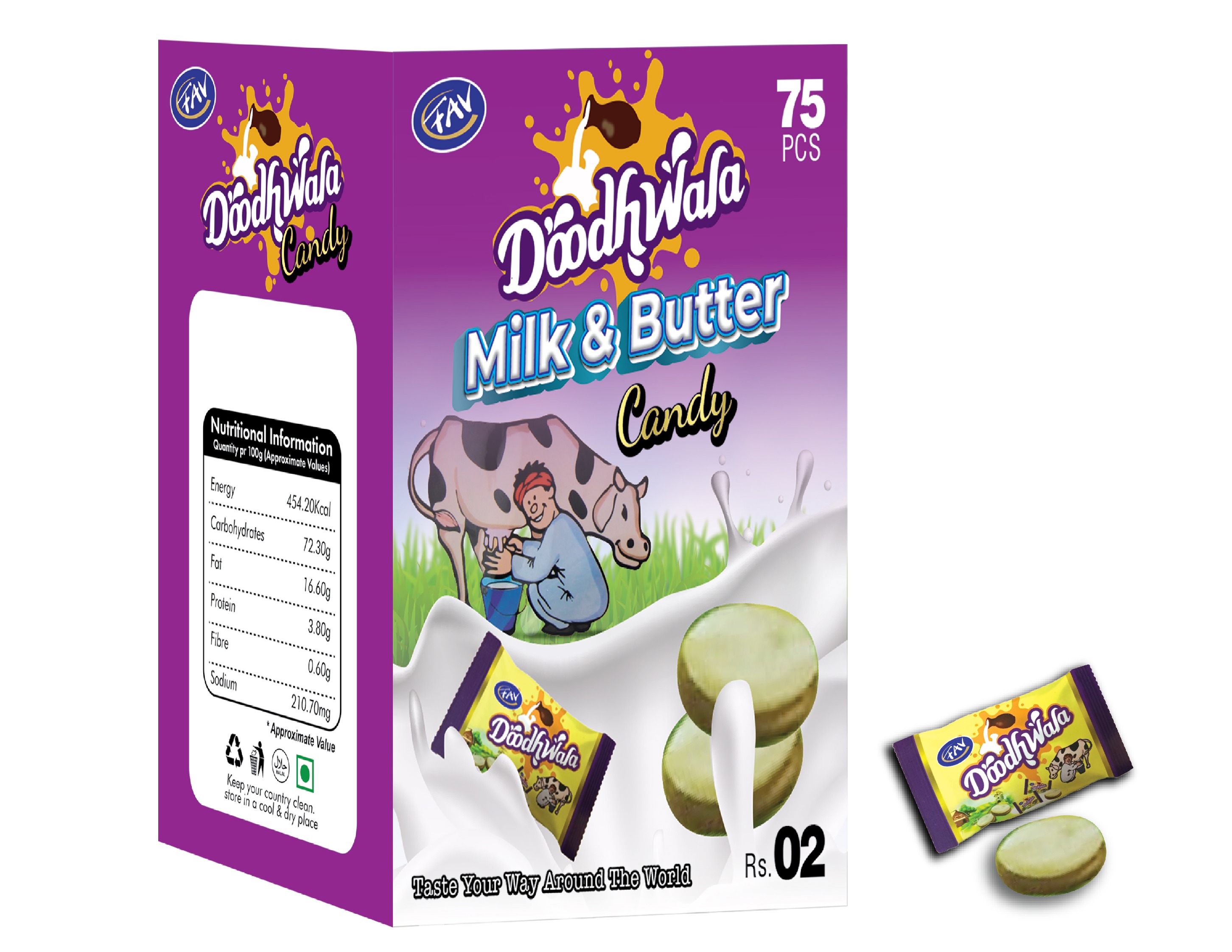 Doodhwala's Creamy Toffee Delight: Milk Candy Assortment BOX (75 Pieces ...