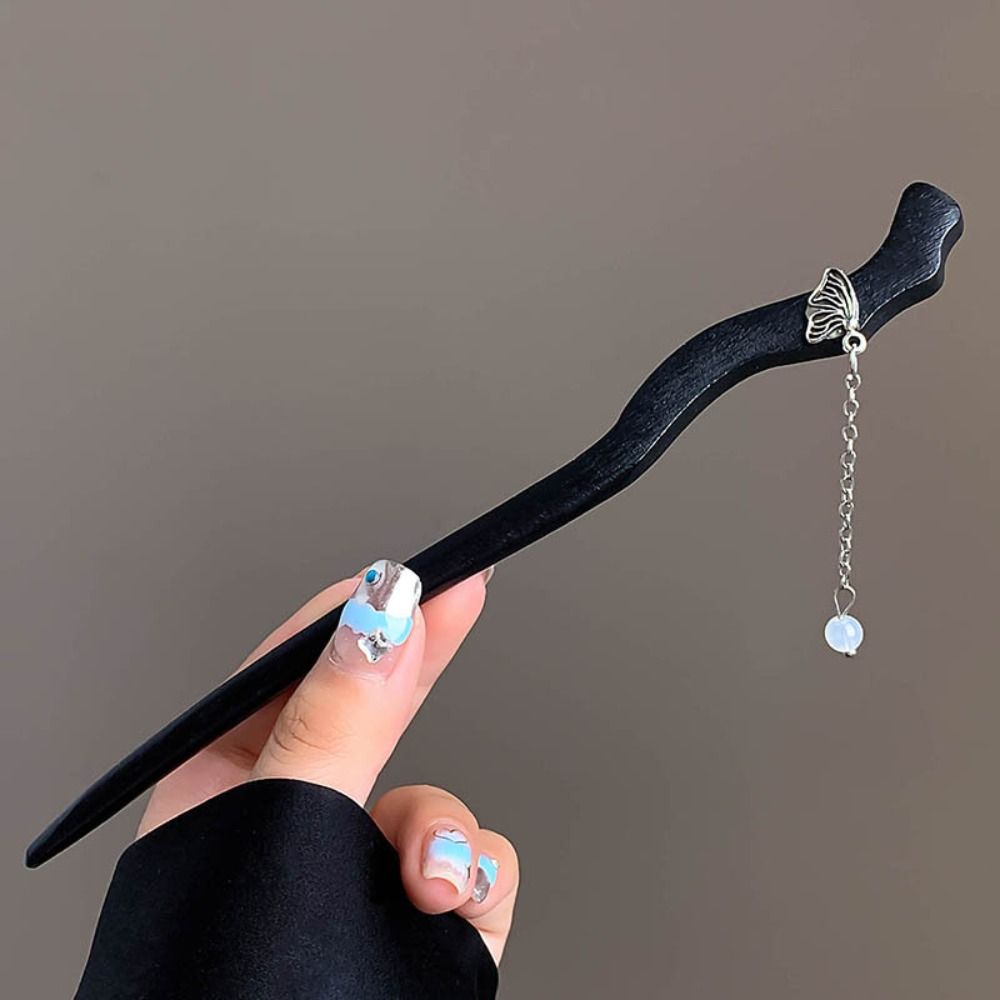 Hanfu Ornament Handmade Hair Sticks Tassel Black Sandalwoo Bundled Hair ...