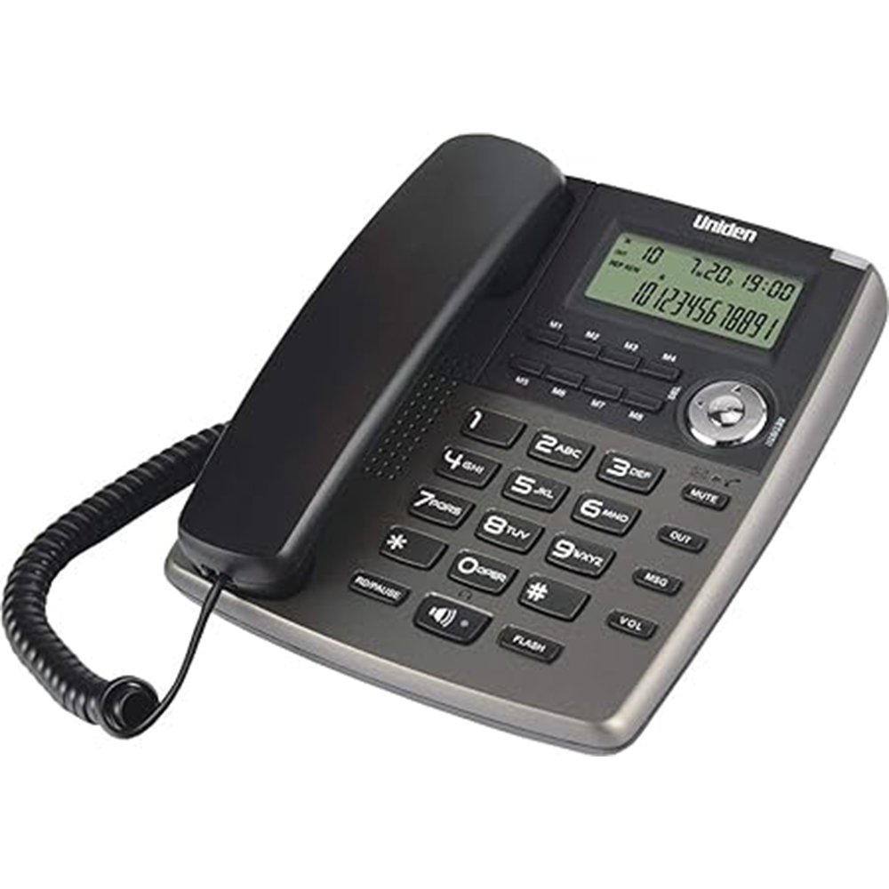 Uniden AS7401 Titanium Corded Landline Phone with Speakerphone & Caller ...