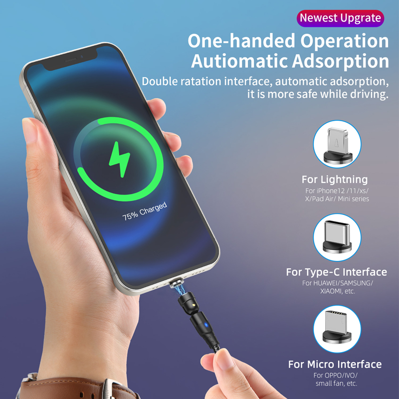 60W PD Fast Charger Cable USB To Type C Micro Magnetic Data Cables For iPhone Charging Wire For ...