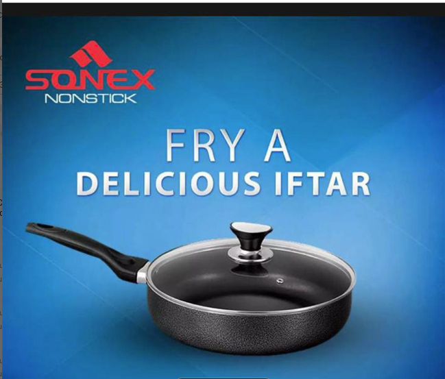 Sonex Classic Fry Pan With Glass Lid - Non Stick Coating - Black | Daraz.pk