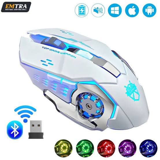 PRO WIRELESS GAMING MOUSE 6D 2.4GHZ+BLUETOOH DUAL MODE RGB RECHARGEABLE ...