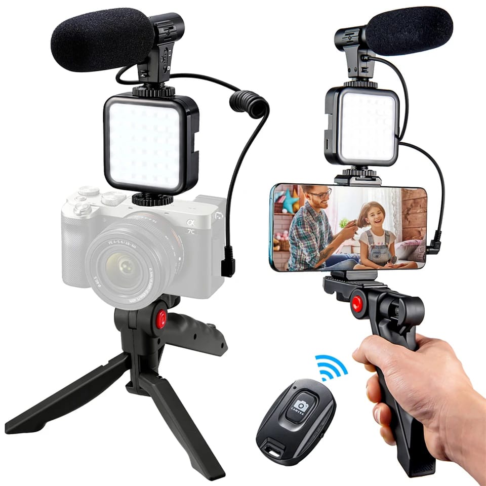 Vlogging Kit for Iphone , Android Video Vlogging Kits Model AY-49 Phone Tripod Phone Holder ...