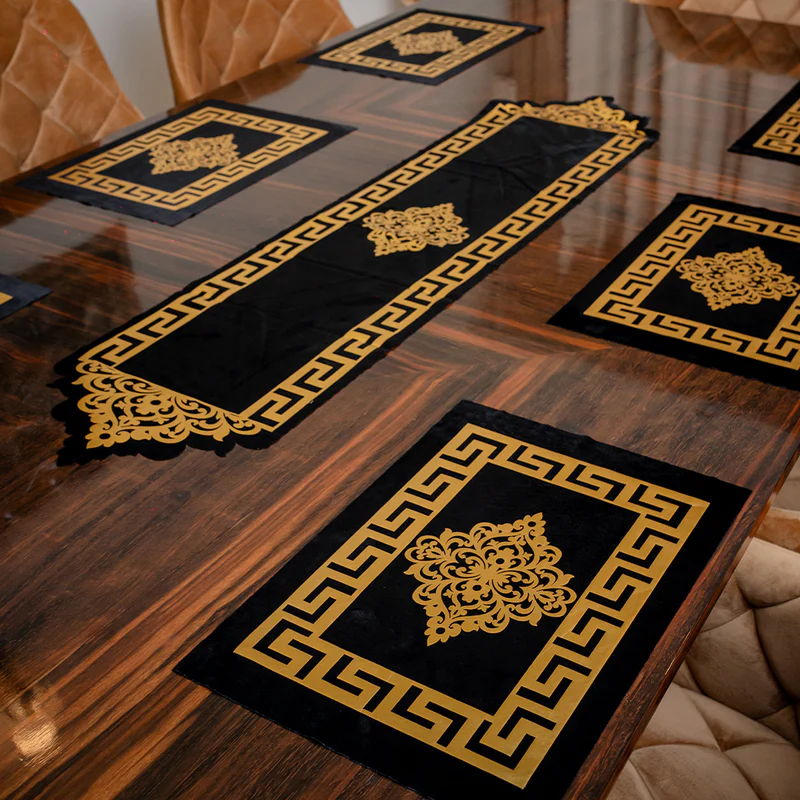 Premium Black Velvet Branded Table Mats Set 3 PCs, 5 PCs & 7 PCs By ...