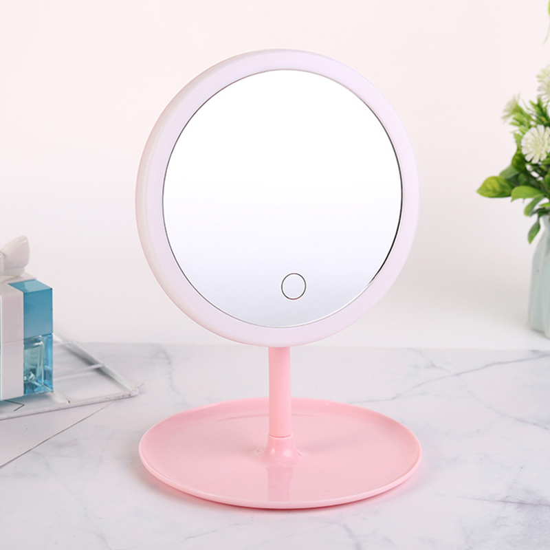 Pink LED Light Makeup Mirror Re-chargeable Vanity Mirror with ...