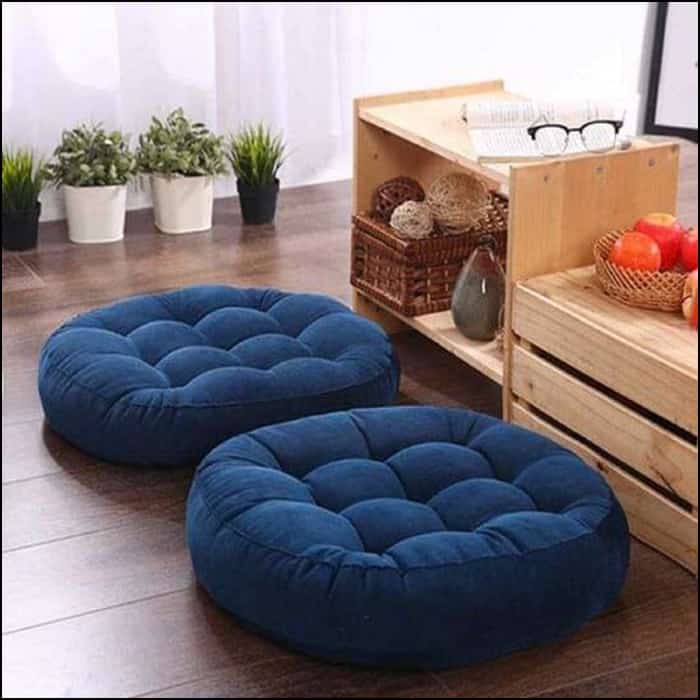 Premium Round Shape Velvet Floor Cushions - Set of 2 Pcs – Ball Fiber ...