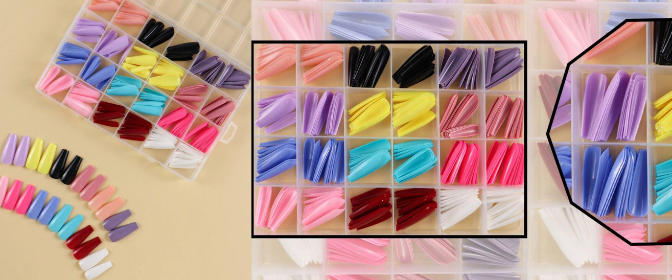 576Pc Artificial Nails Pack Of Nails With Glue American Nail Capsule ...