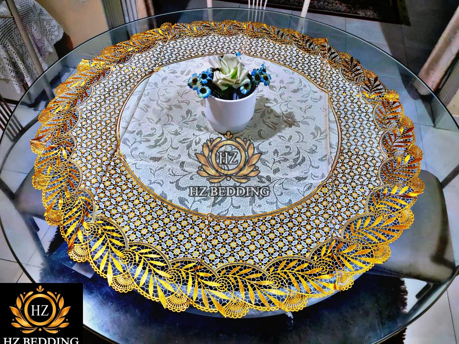 5 Design Dressing Table Runner - Embroidered Oval Coaster, Washable ...