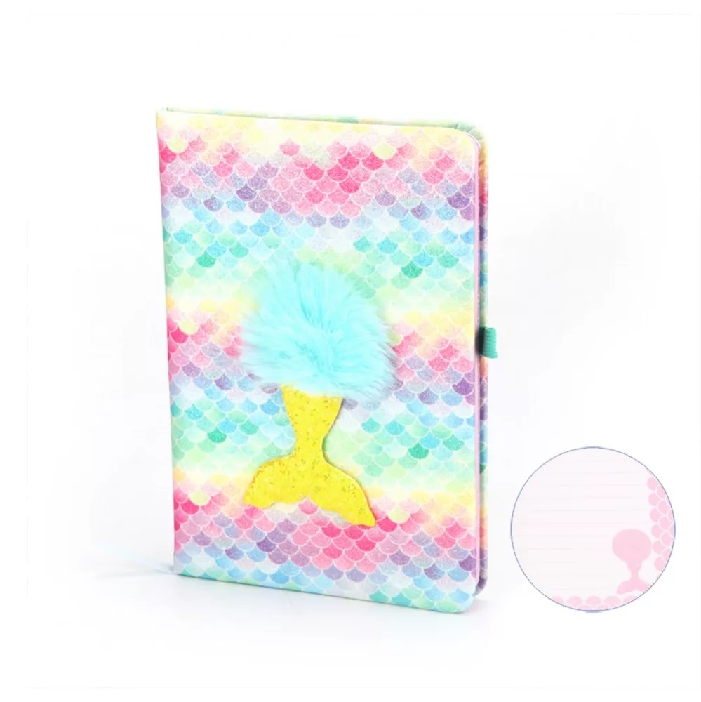 Soft Leather Colorful Furry Mermaid Tail Print A5 Notebook Journal ...