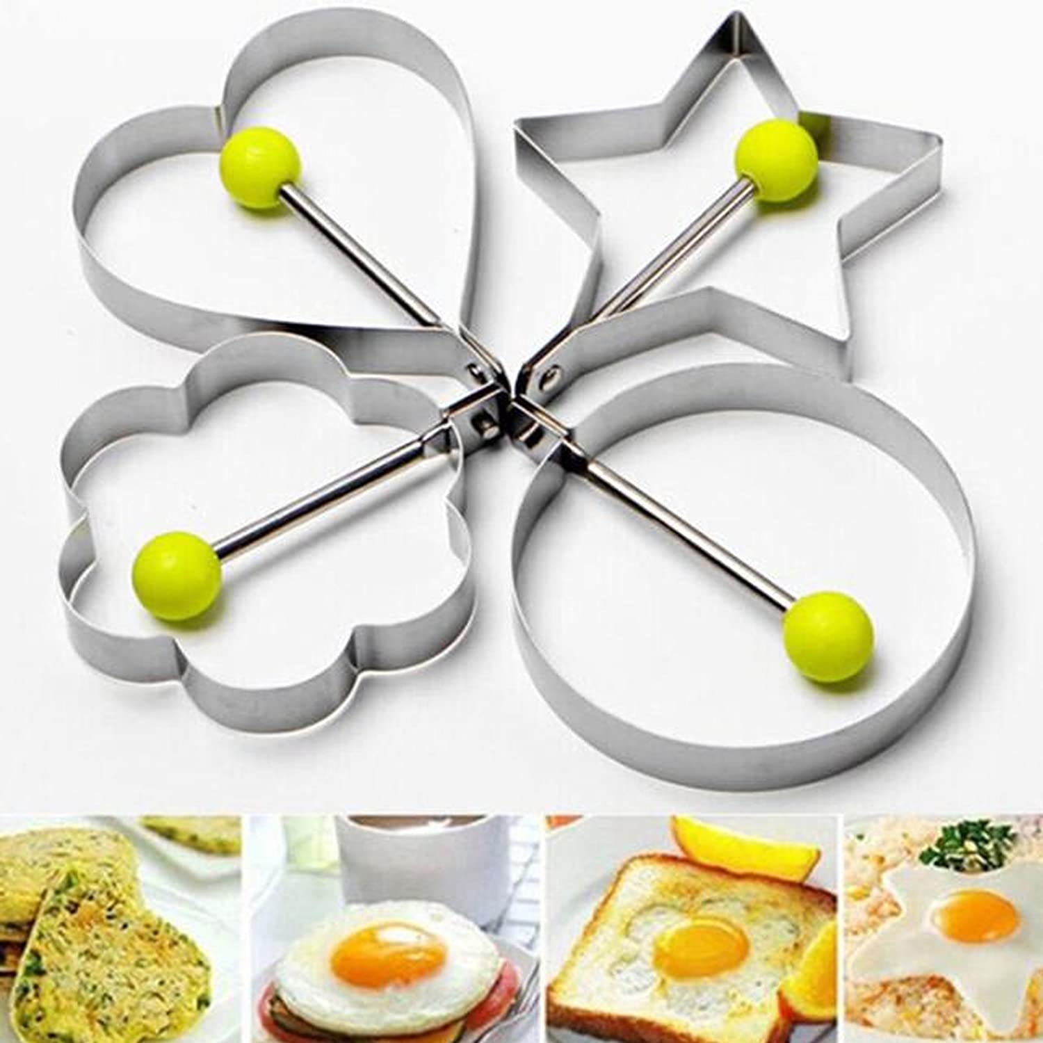 4Pcs Egg Mold Fried Egg Cooking Mold Shaper Stainless Steel Kitchen Pan ...