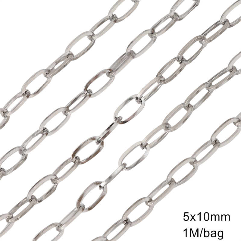1meter/bag Stainless Steel Flat Rectangular O-shaped Chain Link for DIY ...
