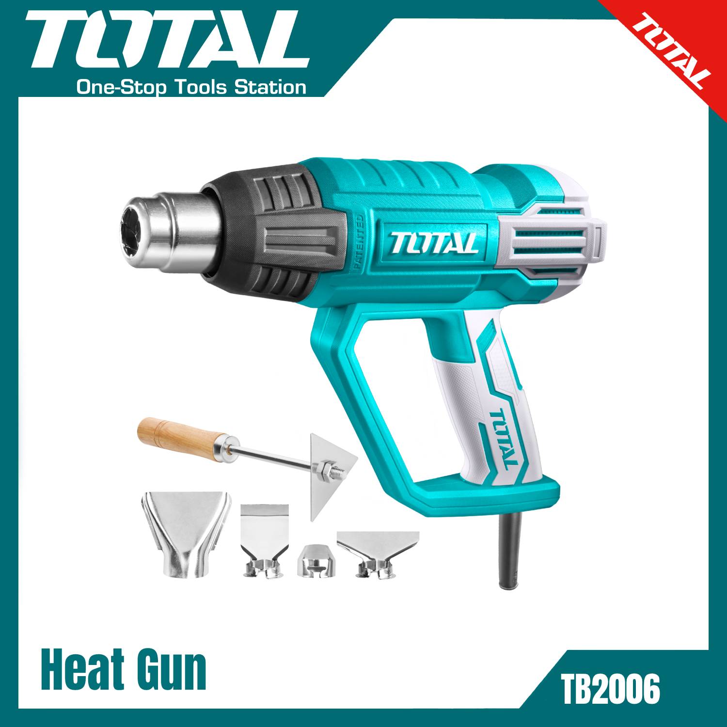 TOTAL 2000W Corded Heat Gun with Reduction Nozzle, Reflector Nozzle ...