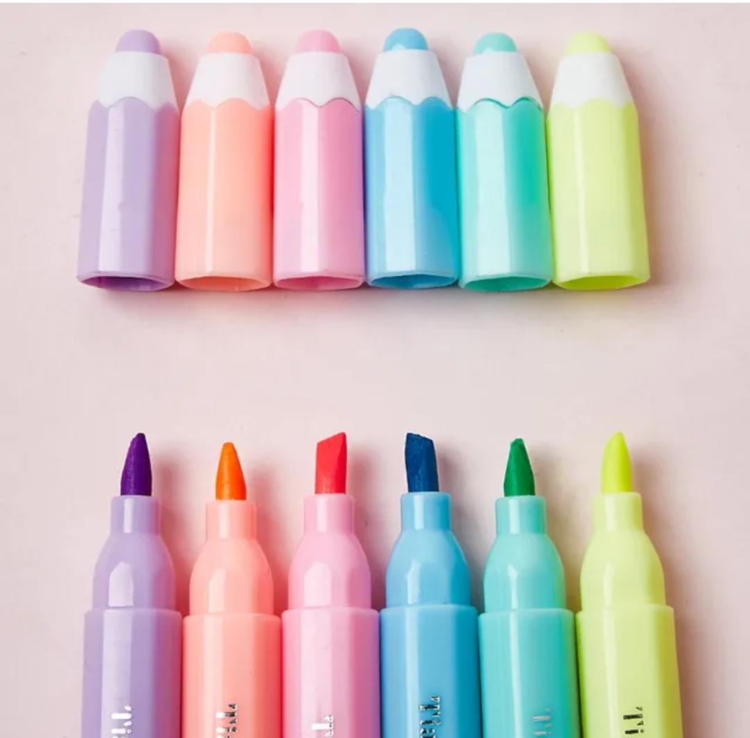 Pack Of 6 Pencil Shape Highlighters Children Stationary Set | Daraz.pk