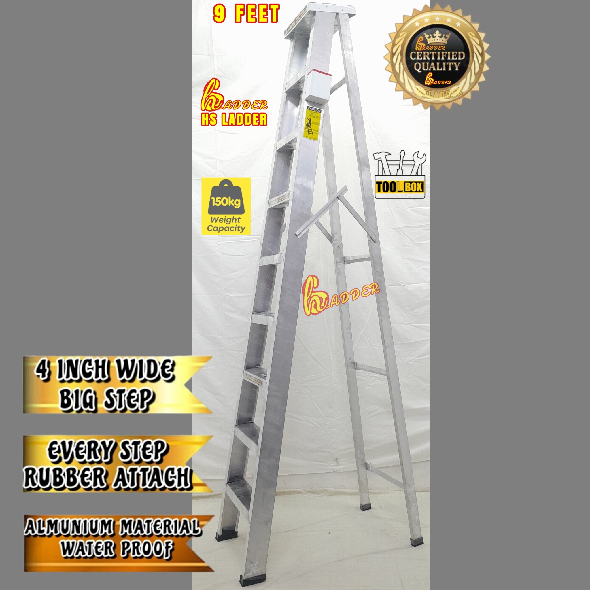 Almunium Heavy Duty Ladder 9 Feet A Type Ladder Premium Quality Ladder ...