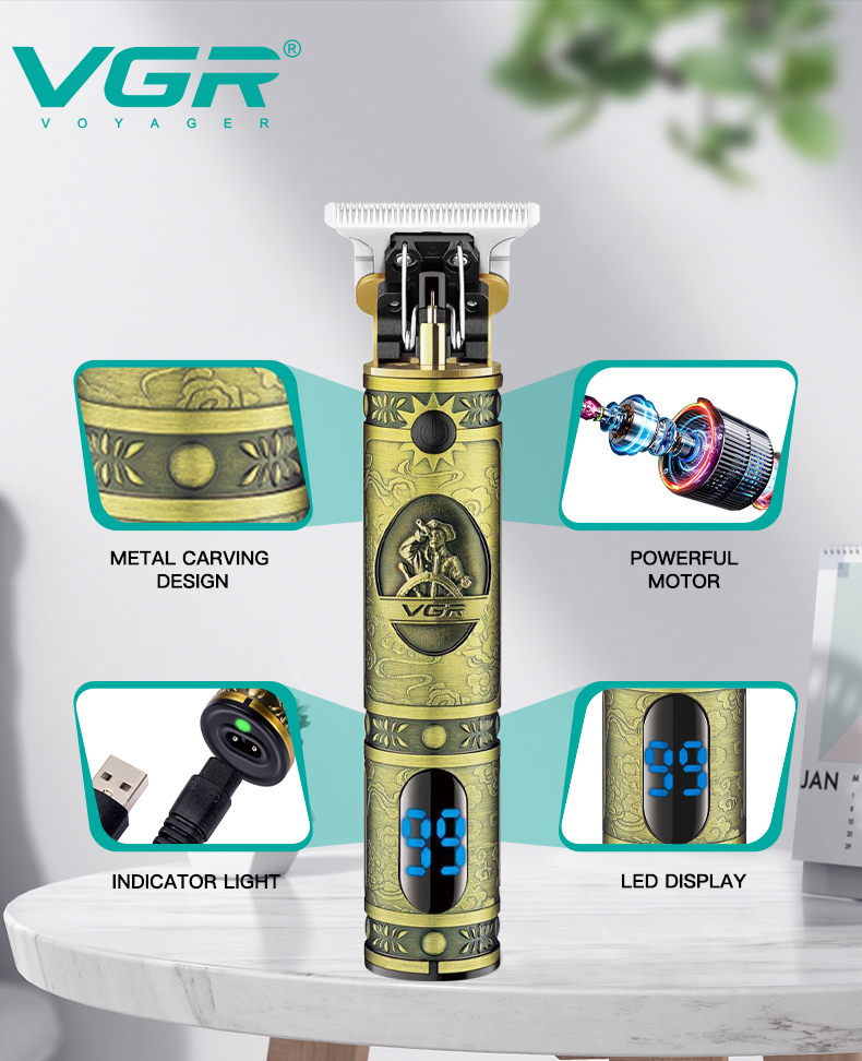 VGR V-228 zero gapped blades rechargeable hair clipper men professional ...