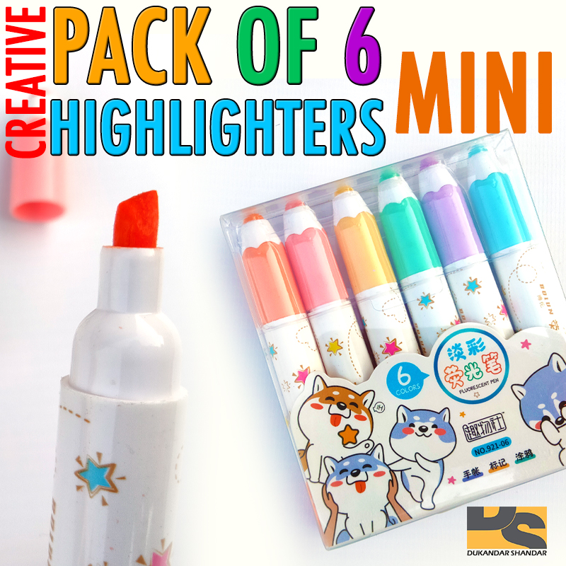 Mini Cute Pencil Shape Colourful Highlighter Markers, 6pcs/set ...
