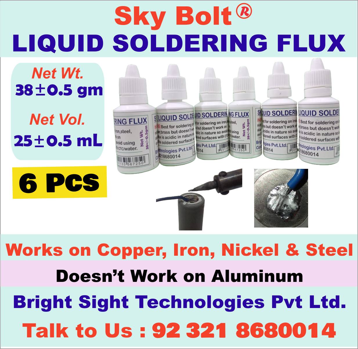 STEEL SOLDERING FLUX-Liquid Soldaring Flax-38GM Each- Sky Bolt Liquid ...
