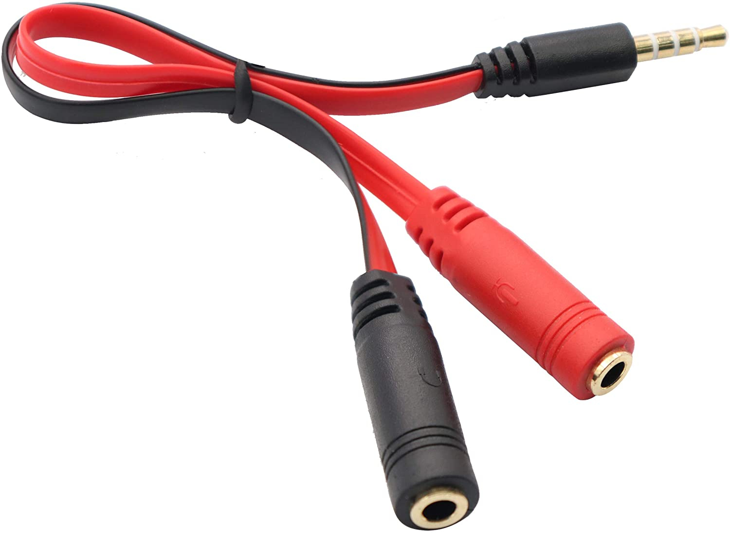 Jack Pin 3.5mm 4 Pole TRRS Male To Two Stereo 3 Pole TRS Female ...